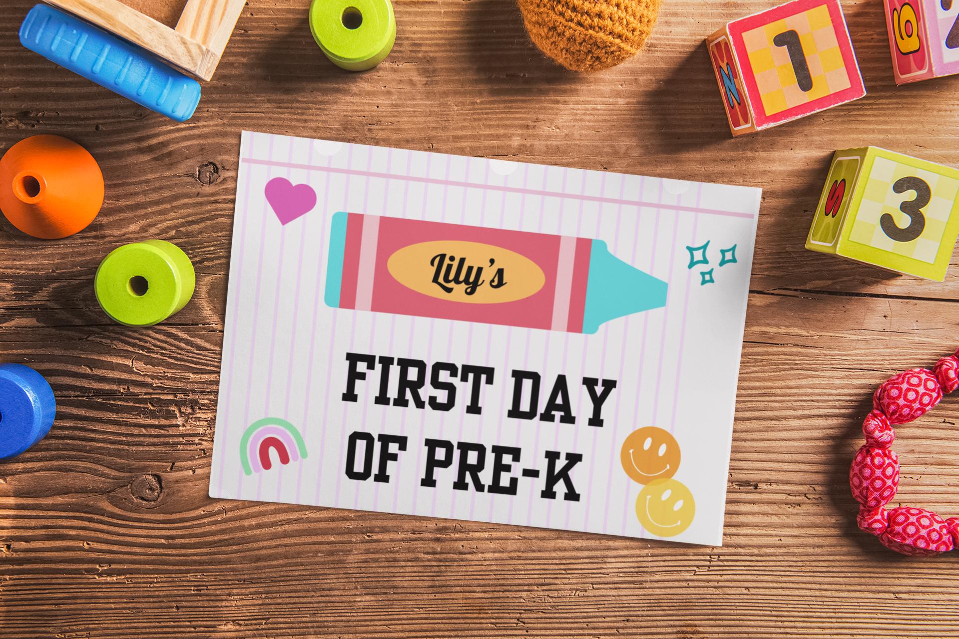 First Day of Pre-k Sign: Back to School Photo Prop, Editable Template ...