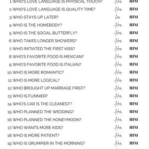 Guess Who / Wedding Shoe Game Template for Bridal Shower, Bachelorette ...