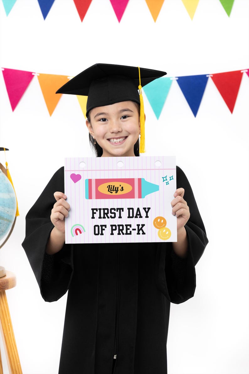First Day of Pre-k Sign: Back to School Photo Prop, Editable Template ...