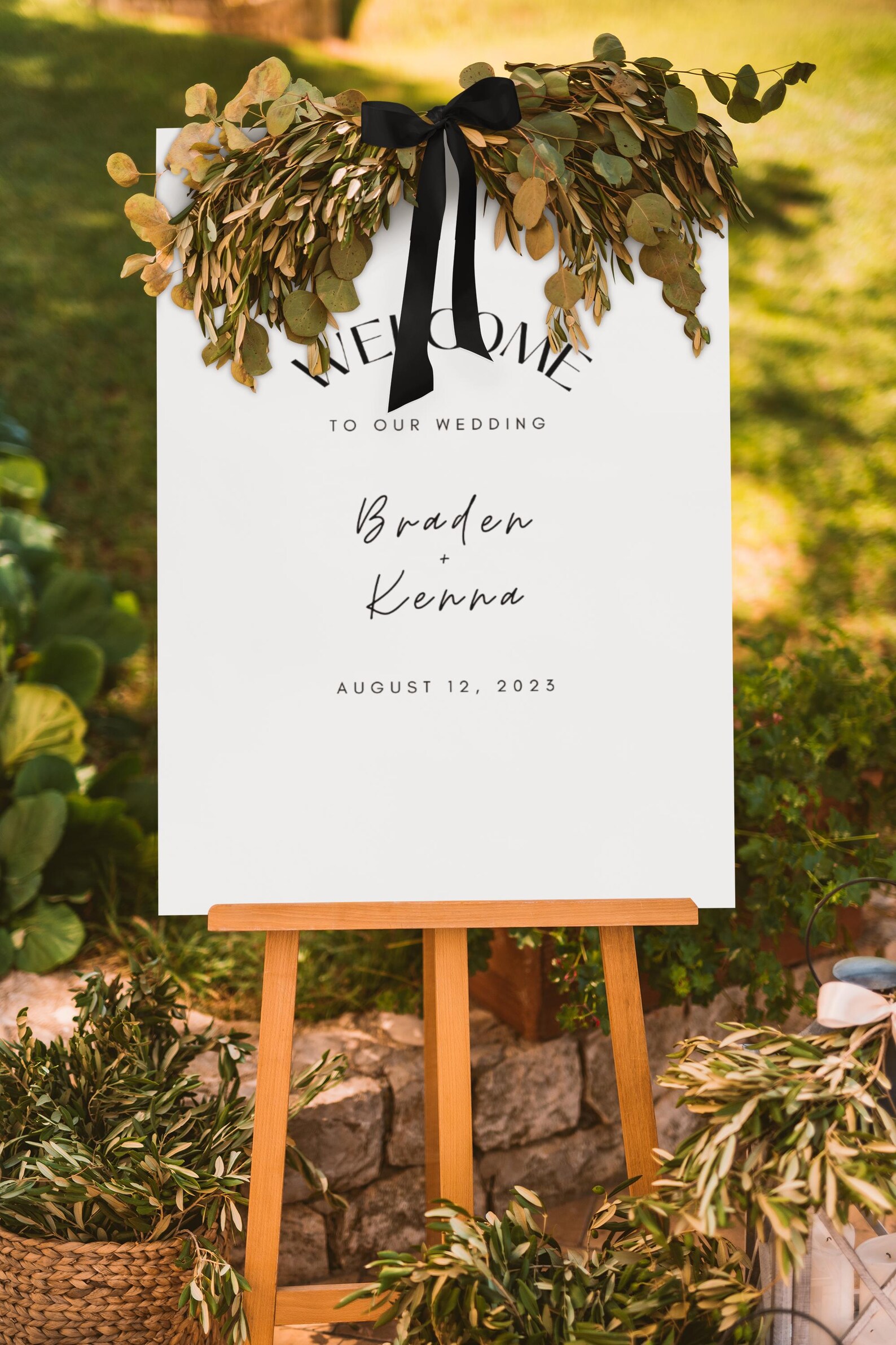 Modern Wedding Welcome Sign Black and White Minimal Wedding Sign for ...