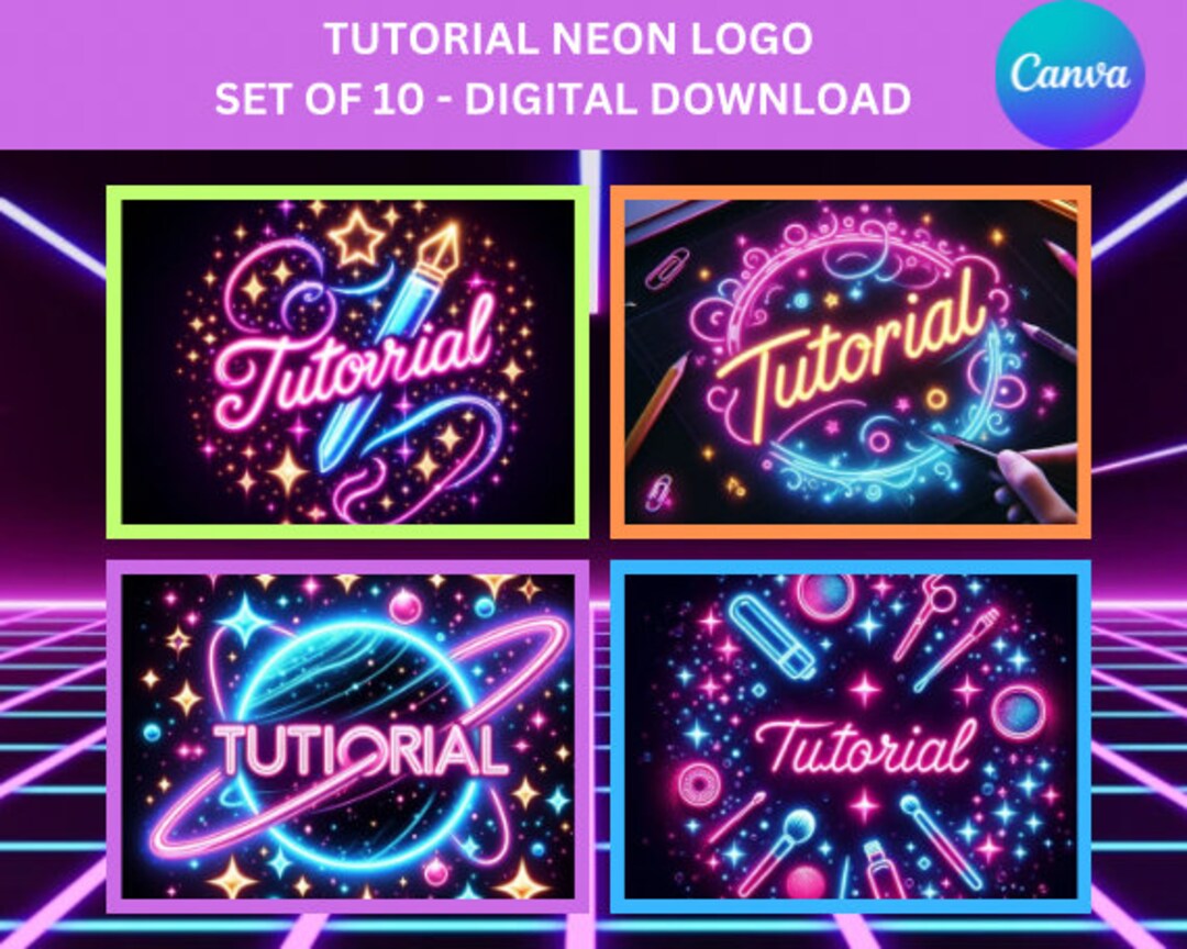 Tutorial Neon Logo Set | Social Media Art | Professional Channel Logo ...