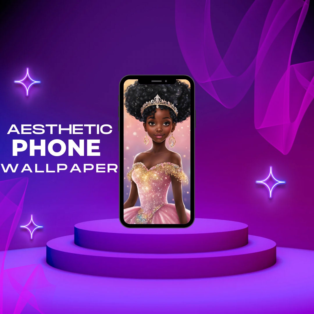 Royal Black Princess Phone Wallpaper Afrocentric Aesthetic Smartphone ...