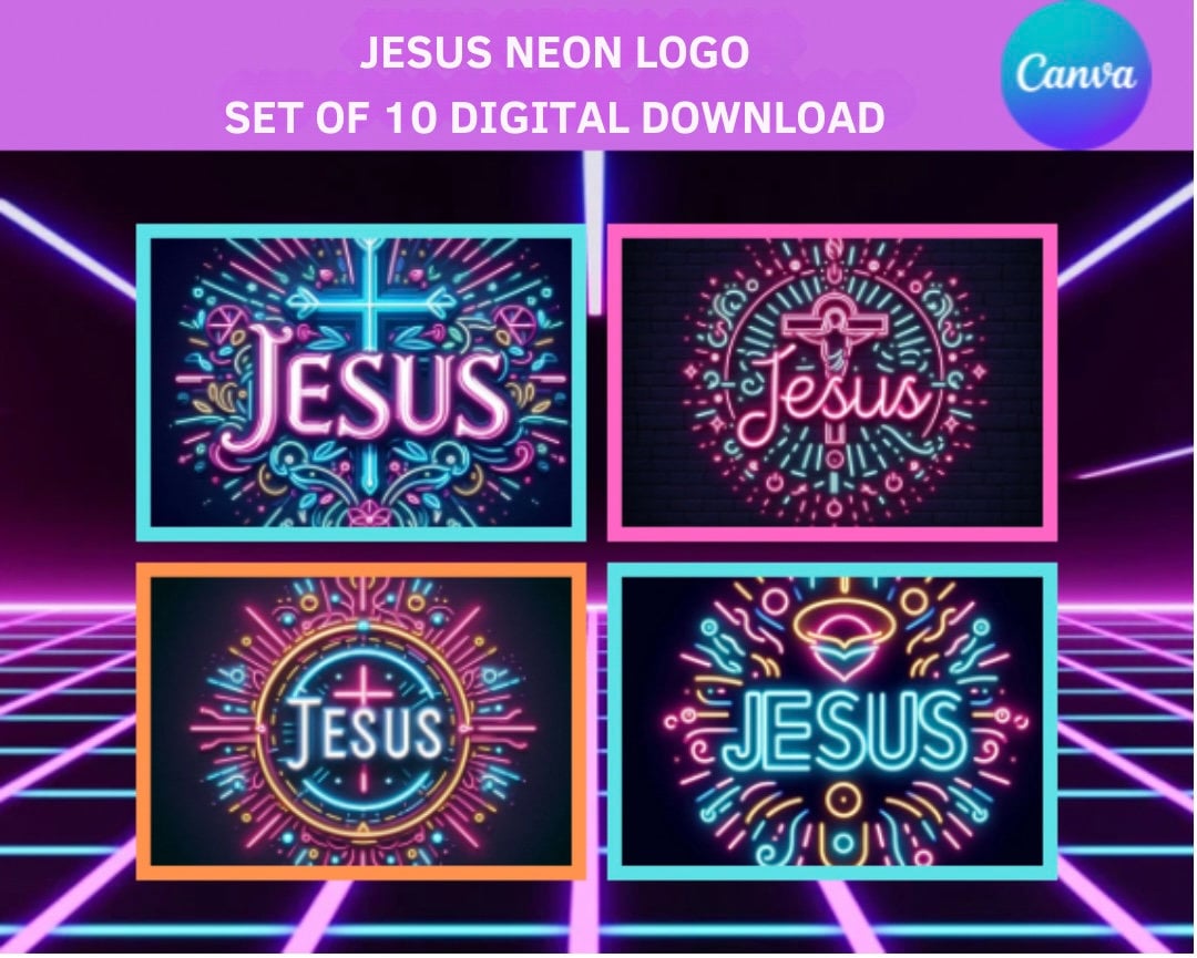 Jesus Neon Logo Set - Etsy