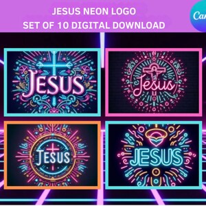Jesus Neon Logo Set - Etsy