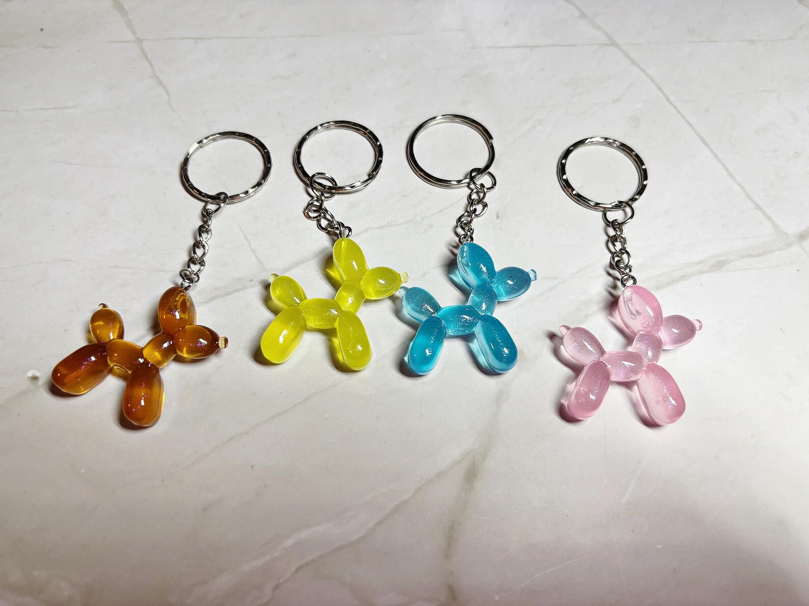 Blue Glitter Balloon Dog Keychain - Etsy