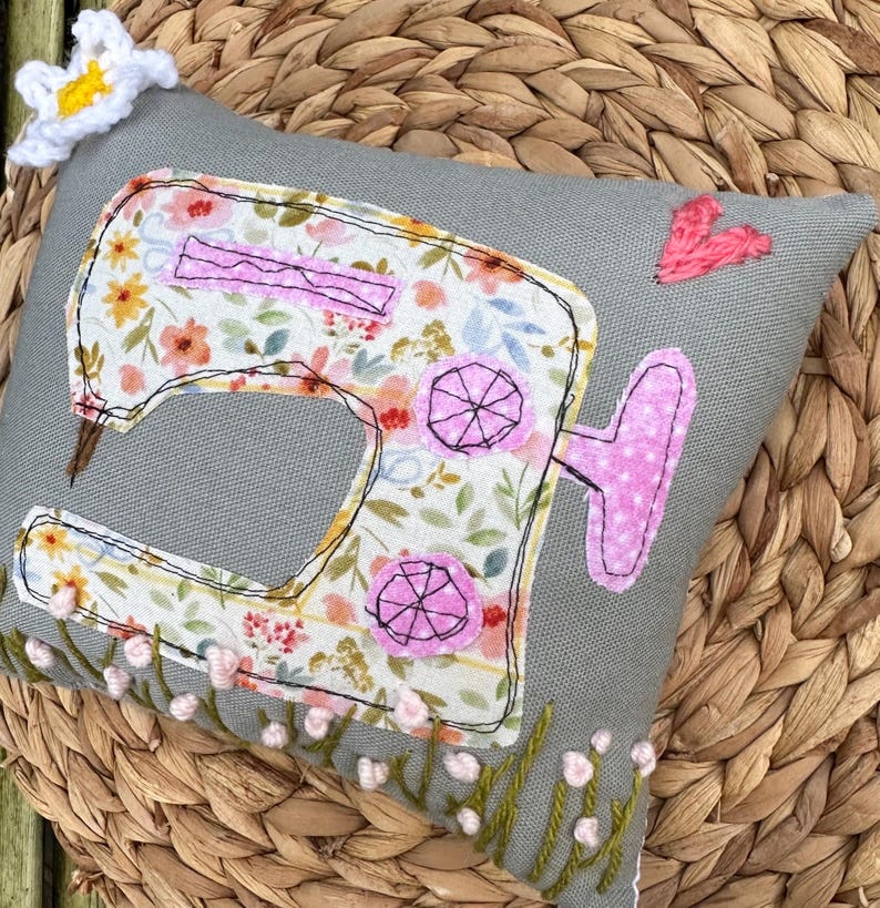 Freemotion Applique Sewing Machine Pillow: Embroidered Floral Design - Etsy