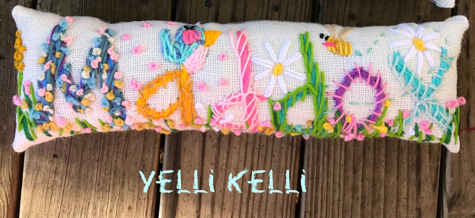 SIX LETTER Free Hand Embroidered Bohemian Name Pillow Made to - Etsy