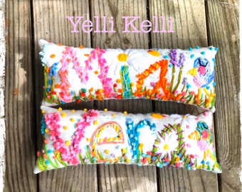 Nursery Decor Freehand Embroidered Bohemian Letters Custom | Etsy