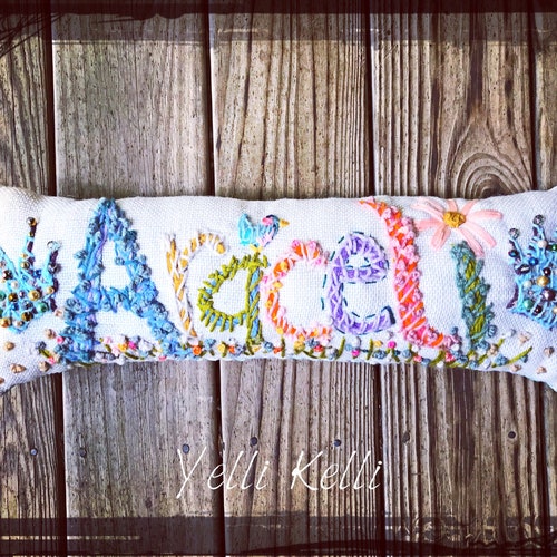 Personalized Name Freehand Bohemian Embroidered Pillow Made to - Etsy