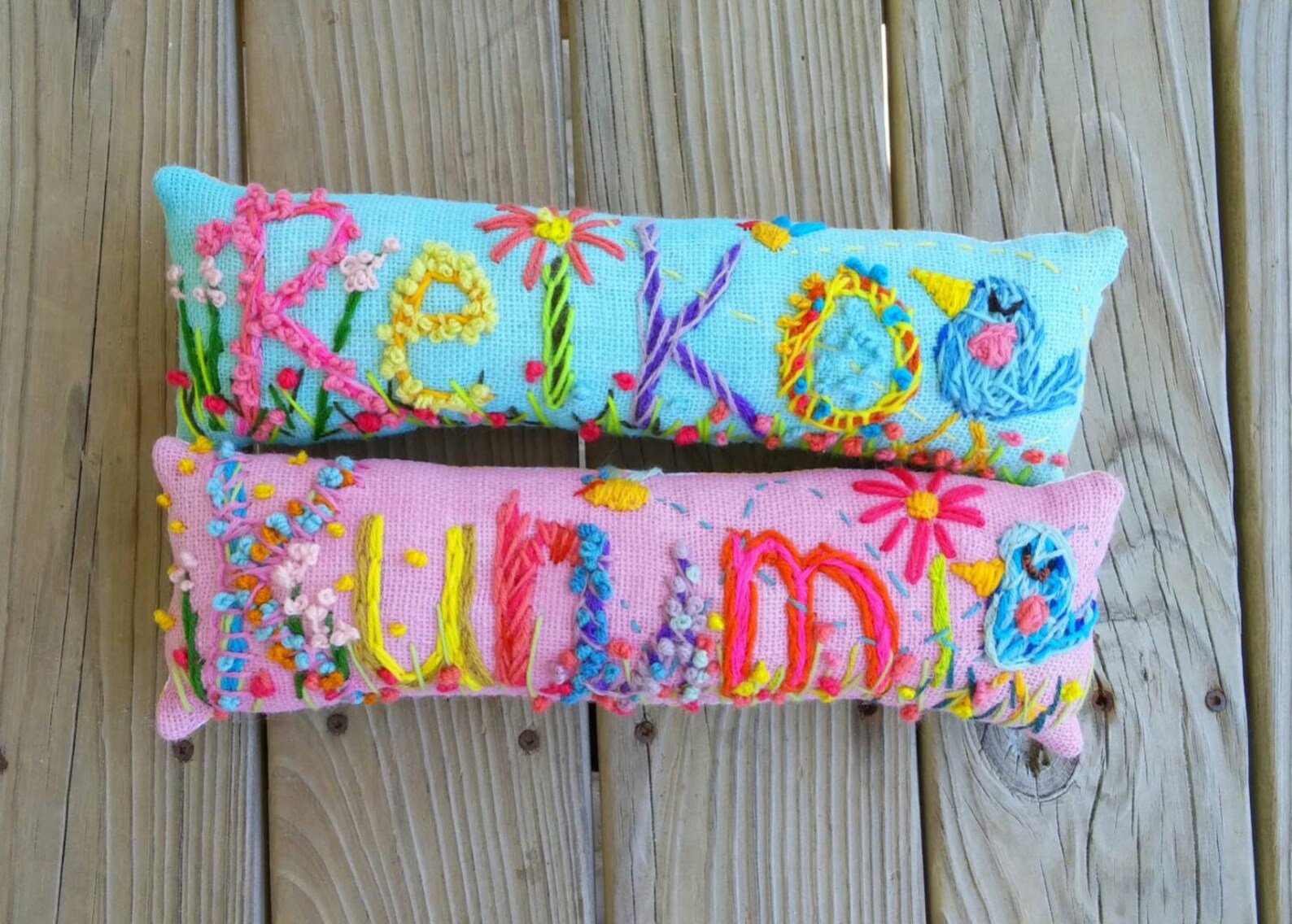 Nursery Decor Freehand Embroidered Bohemian Letters Custom Name Pillow ...