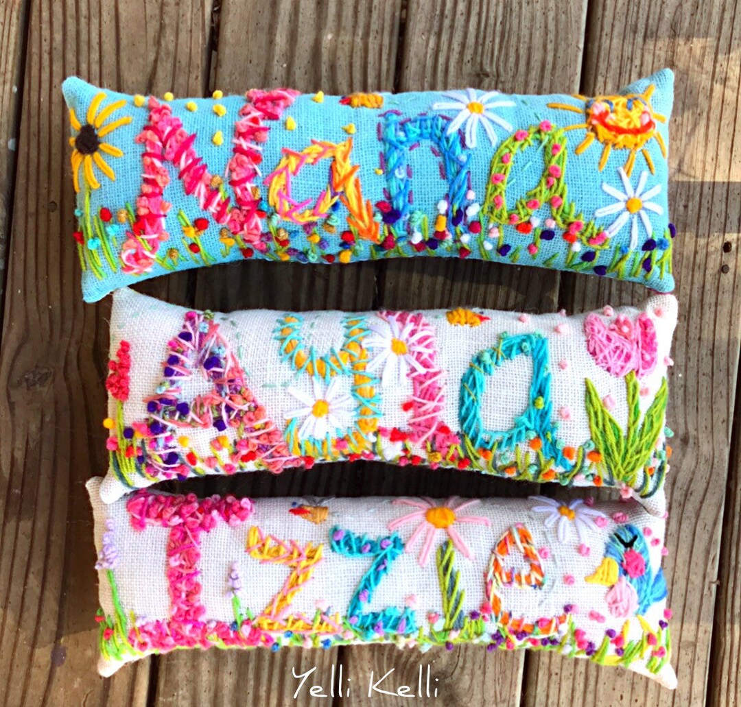 Personalized Gift Freehand Embroidered Bohemian Name Pillow - Etsy