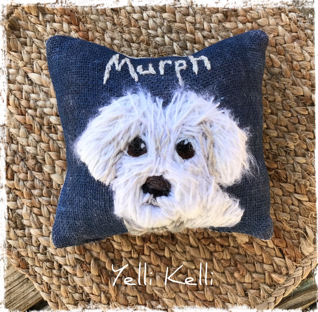 Dog or Pet Portrait Mini Pillow Made to Order Yellikelli - Etsy