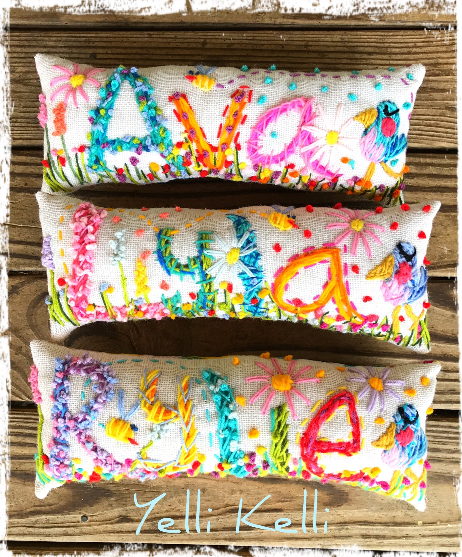 Personalized Gift Freehand Embroidered Bohemian Name Pillow - Etsy