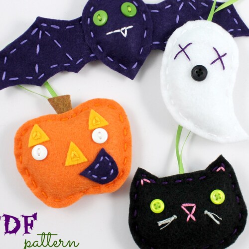 Felt Halloween Ornaments. PDF Pattern. Halloween Crafts. Kids - Etsy