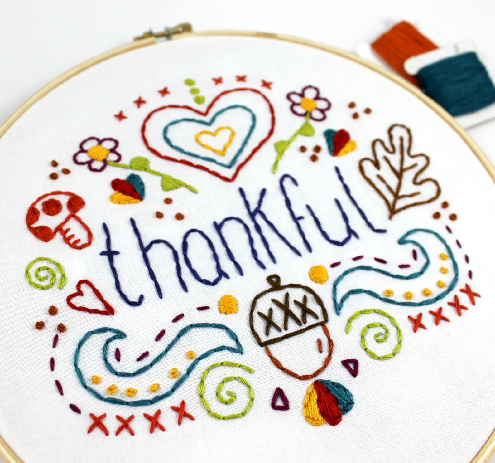 Thankful Words. Hand Embroidery Pattern. Digital Pattern. PDF Pattern ...