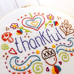Thankful Words. Hand Embroidery Pattern. Digital Pattern. PDF Pattern ...