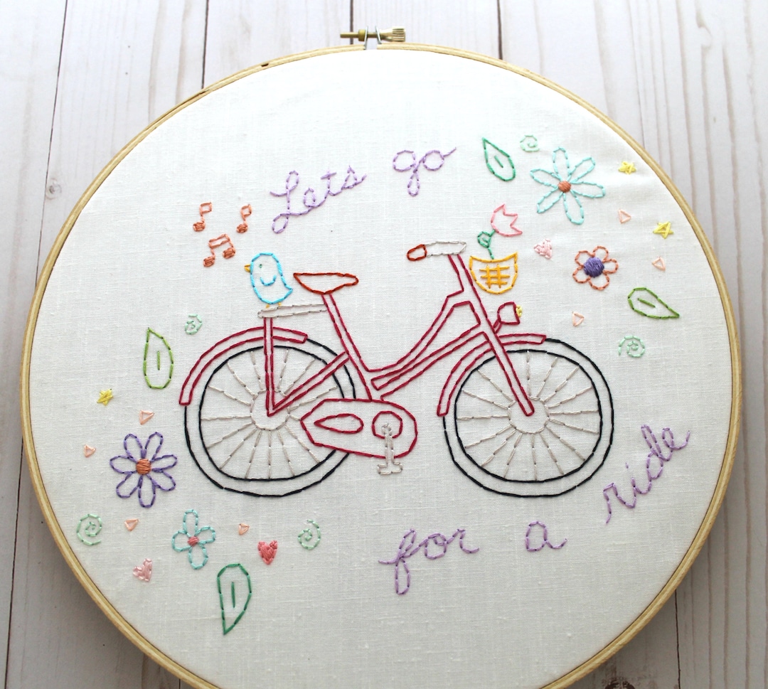 Bicycle Ride. Hand Embroidery Pattern. Cycling. Bike Lover. Embroidery ...