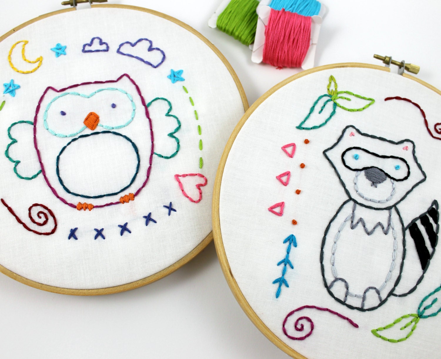 Owl Embroidery. Raccoon Embroidery. Hand Embroidery Pattern. - Etsy