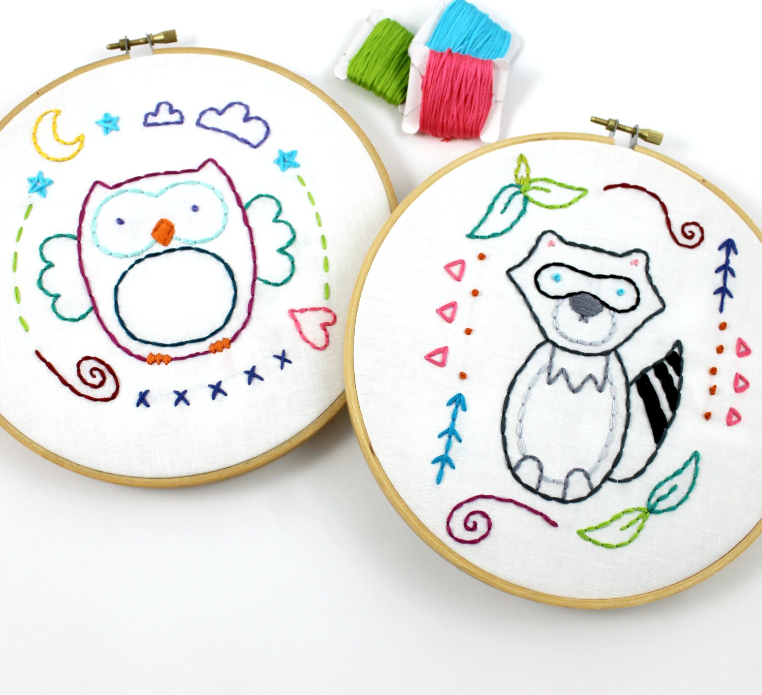 Owl Embroidery. Raccoon Embroidery. Hand Embroidery Pattern. - Etsy