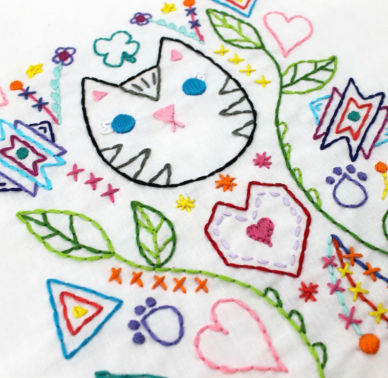 Kitty Cat. Hand Embroidery Pattern. Embroidery Design. Digital - Etsy