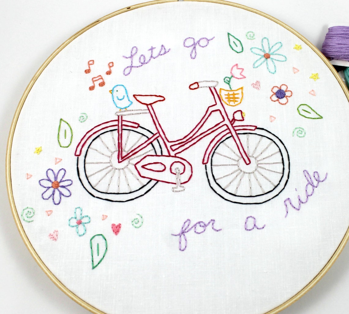Bicycle Ride. Hand Embroidery Pattern. Cycling. Bike Lover. | Etsy