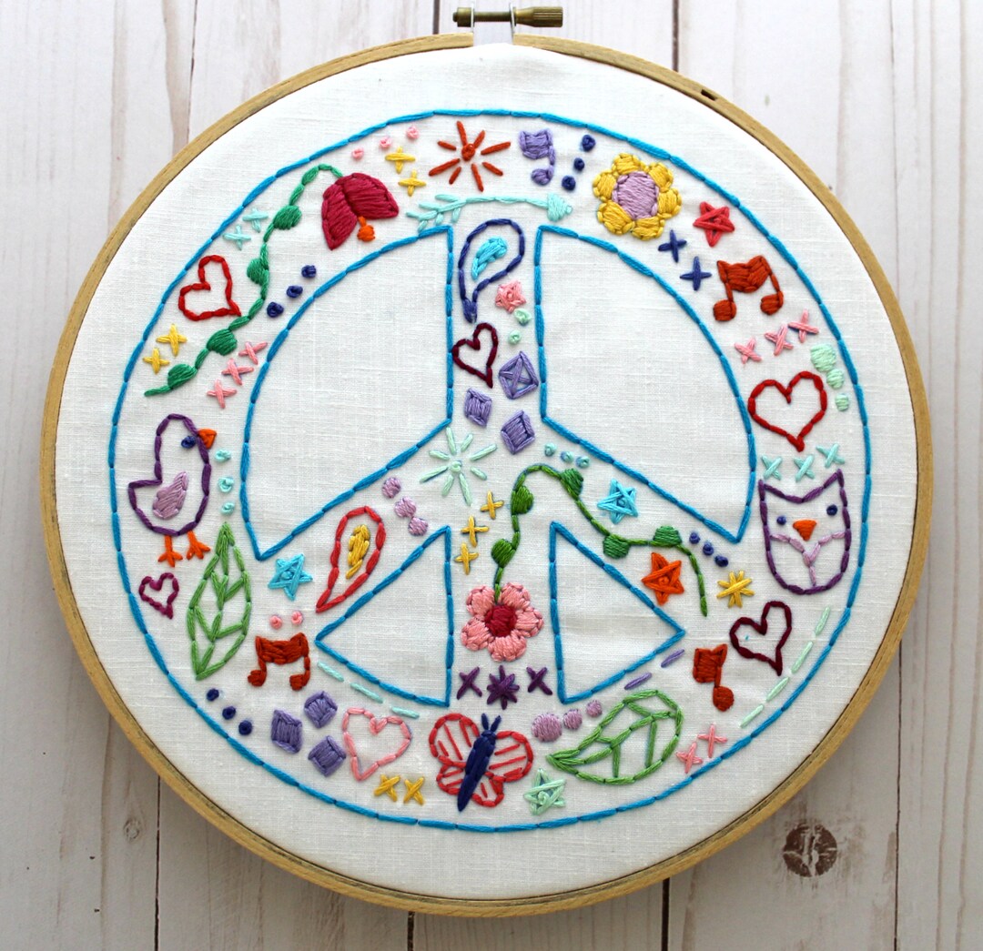 Peace Sign. Hand Embroidery. Digital Pattern. Embroidery Design. PDF ...
