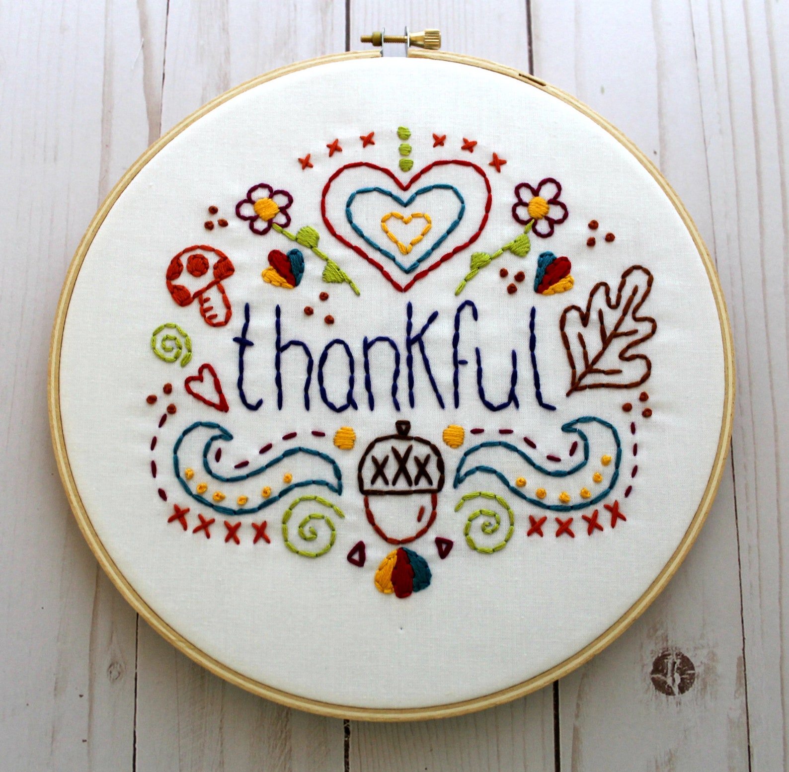 Thankful Words. Hand Embroidery Pattern. Digital Pattern. PDF - Etsy