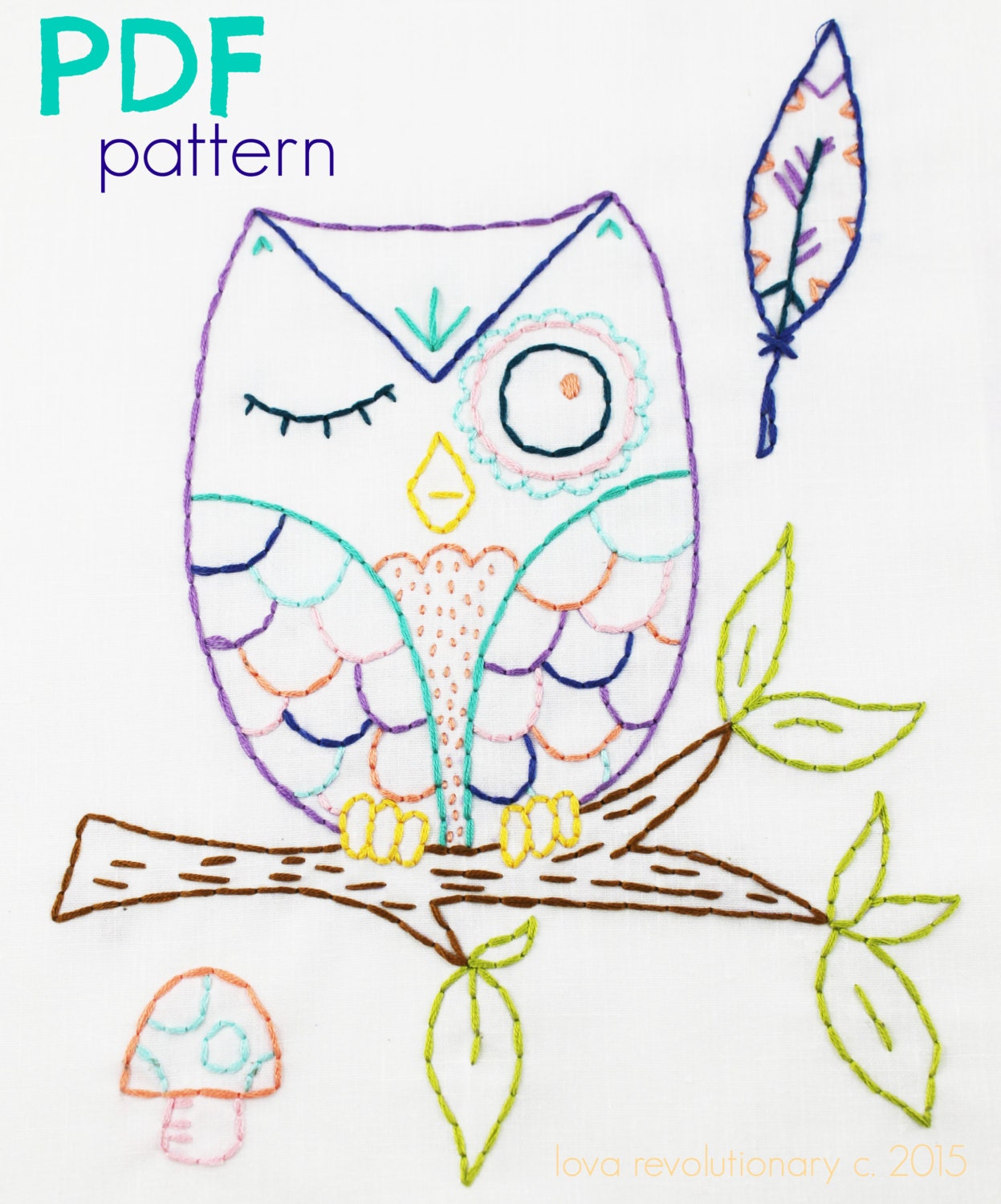 Owl Hand Embroidery Pattern. Digital pattern. PDF Pattern.