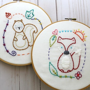 Fox and Squirrel. Hand Embroidery Pattern. PDF Pattern. Embroidery ...