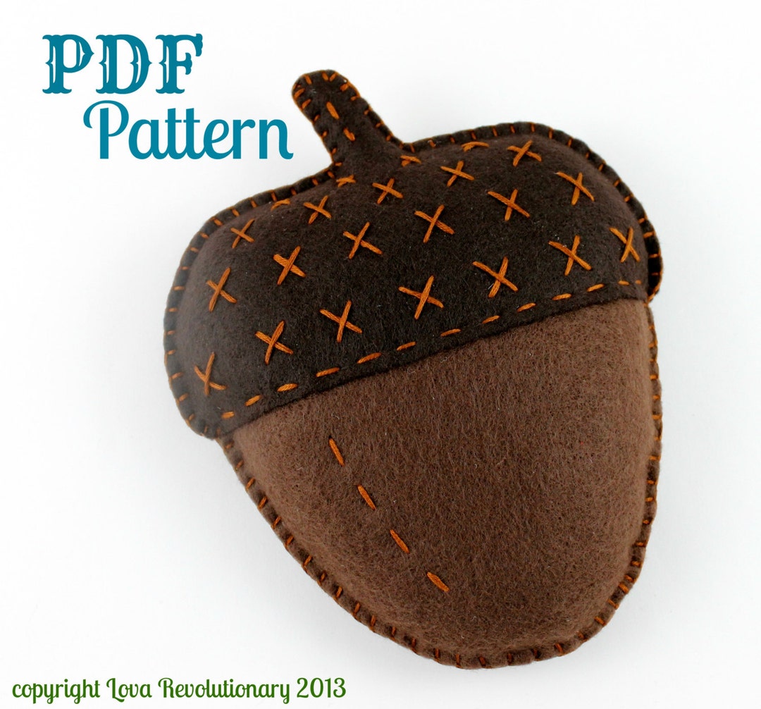 Acorn Sewing Pattern. Felt Acorn. Digital Pattern. Beginner Tutorial ...