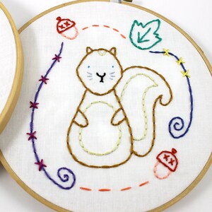 Fox and Squirrel Hand Embroidery Pattern: Woodland Nursery Art (PDF ...