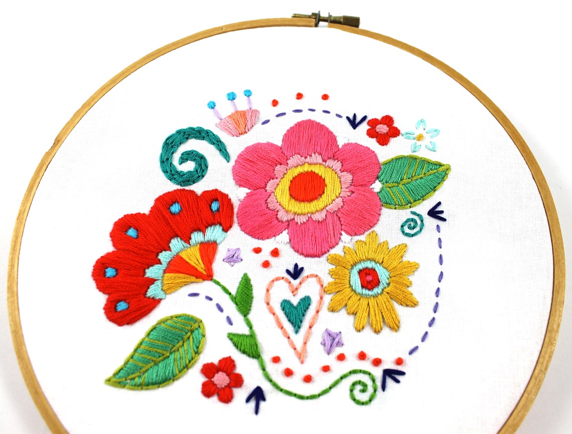 Flower Embroidery Pattern. Floral Embroidery Design. Hand - Etsy