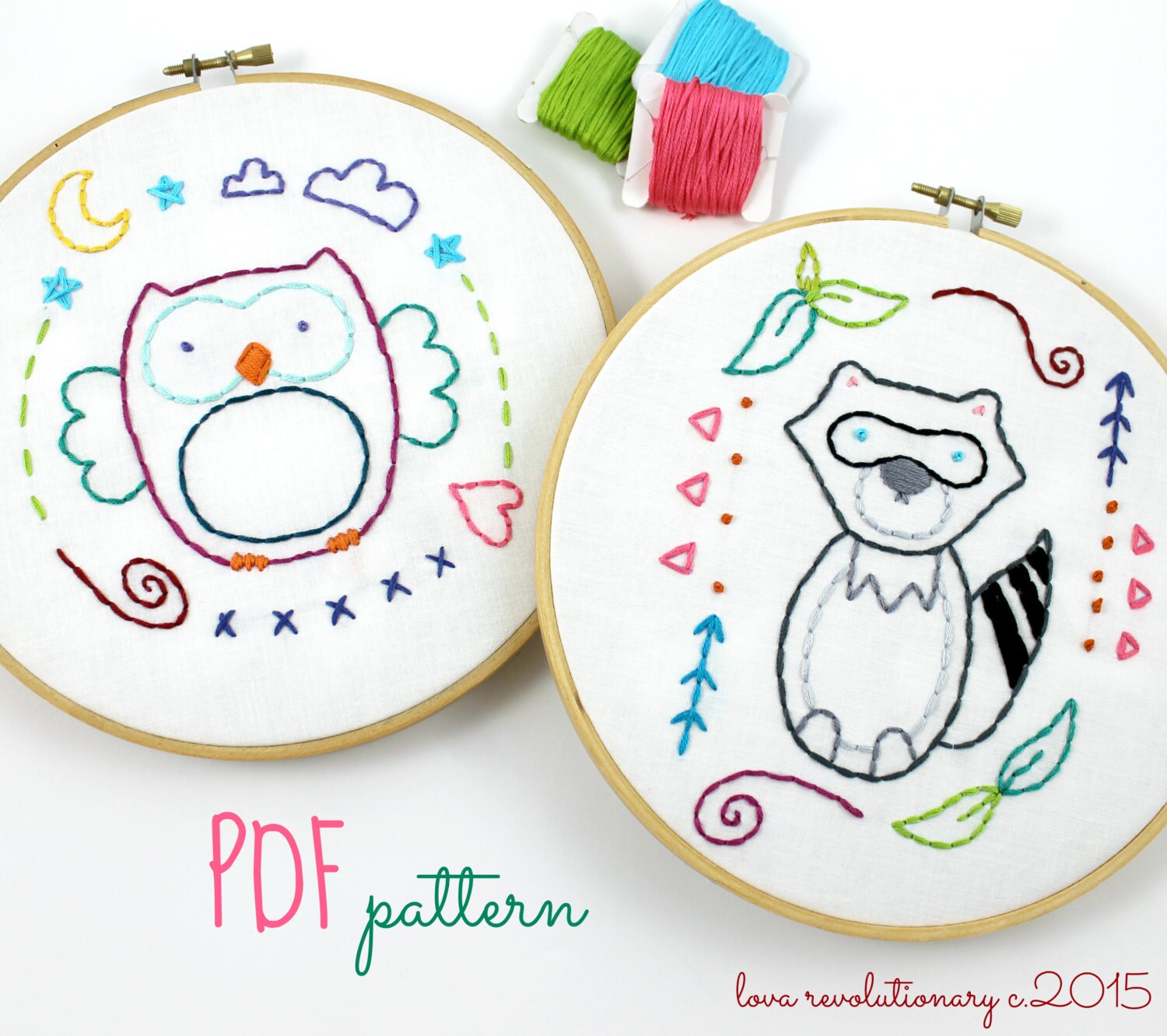 Owl Embroidery. Raccoon Embroidery. Hand Embroidery Pattern. - Etsy
