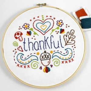 Thankful Words. Hand Embroidery Pattern. Digital Pattern. PDF Pattern ...