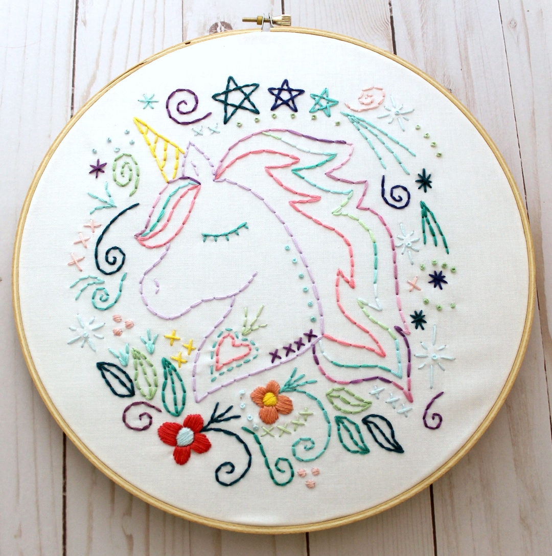 Unicorn Embroidery Pattern. Hand Embroidery. PDF Pattern. Digital ...