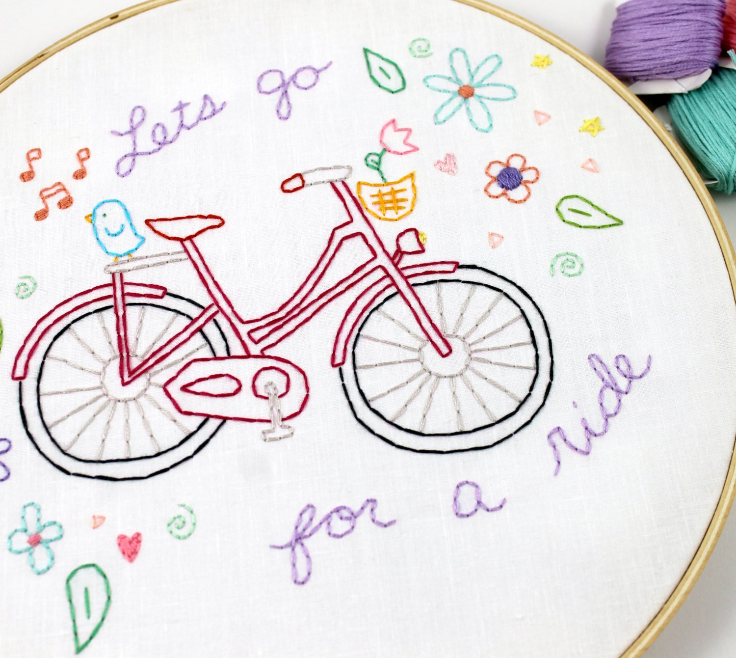 Bicycle Ride. Hand Embroidery Pattern. Cycling. Bike Lover. | Etsy
