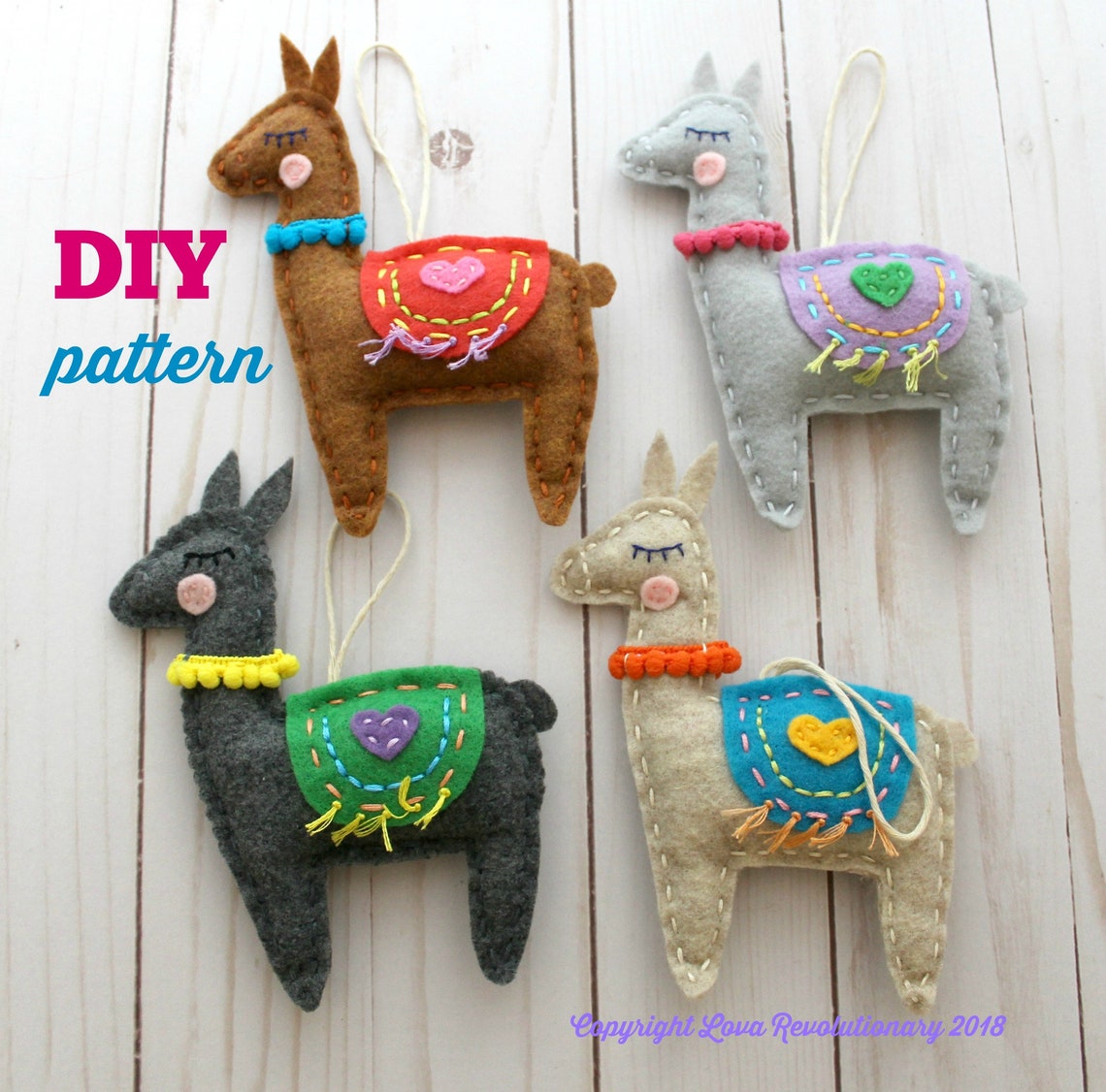 Felt Llama Ornament PDF Pattern. DIY Pattern. Handmade Llama. | Etsy