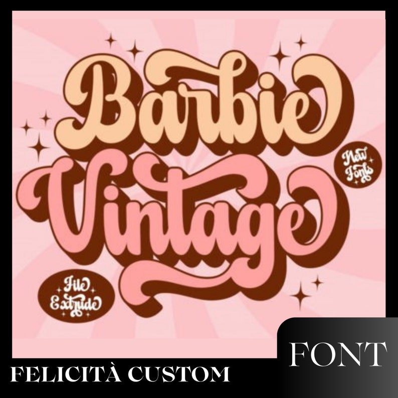Barbie Vintage Extrude Inspired Font Lettering Fontdownload - Etsy