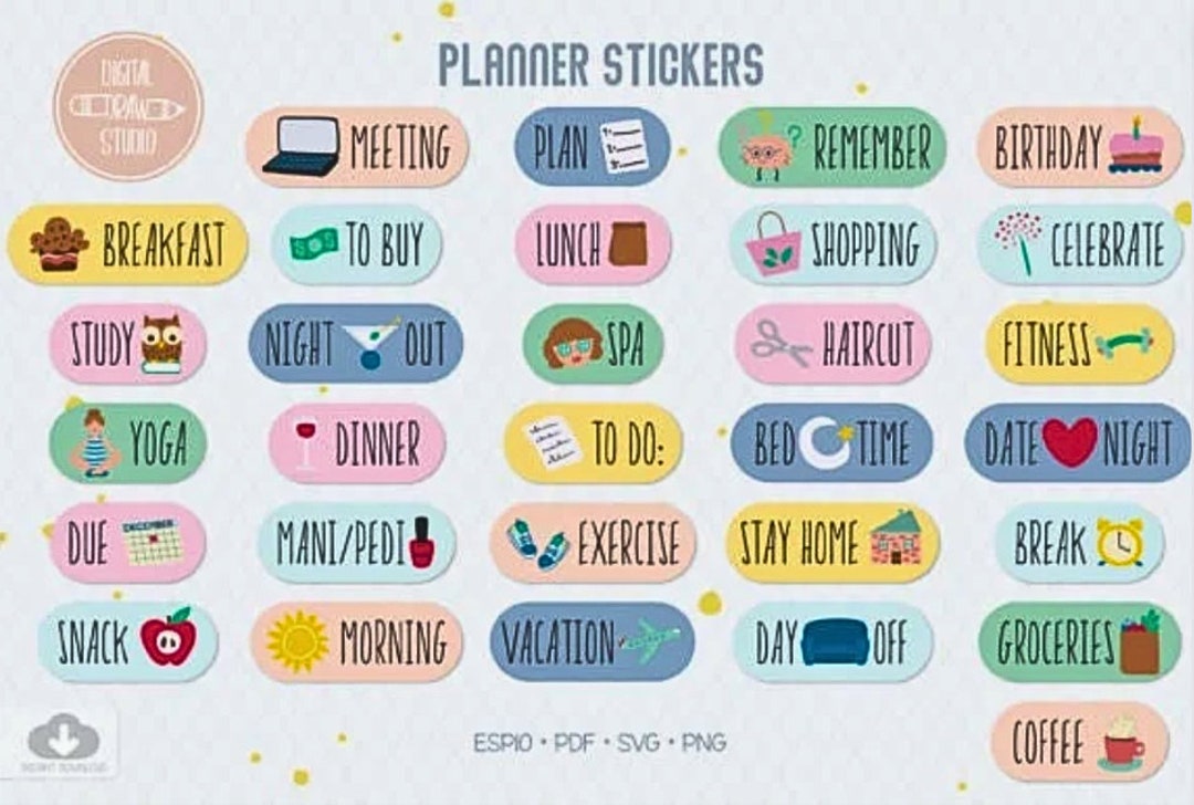 Planner Stickers DIY Digital Printable PNG Digital Download Decor ...
