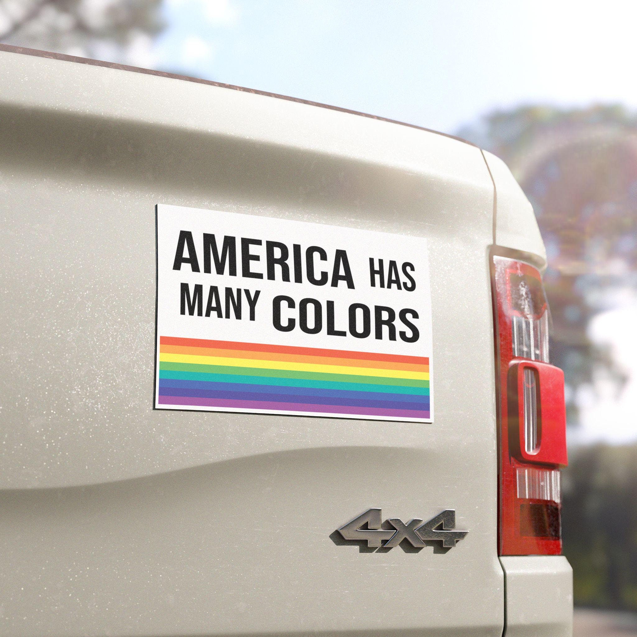 Pride america Has Many Colors Car Magnet Rainbow Flag Love is Love ...