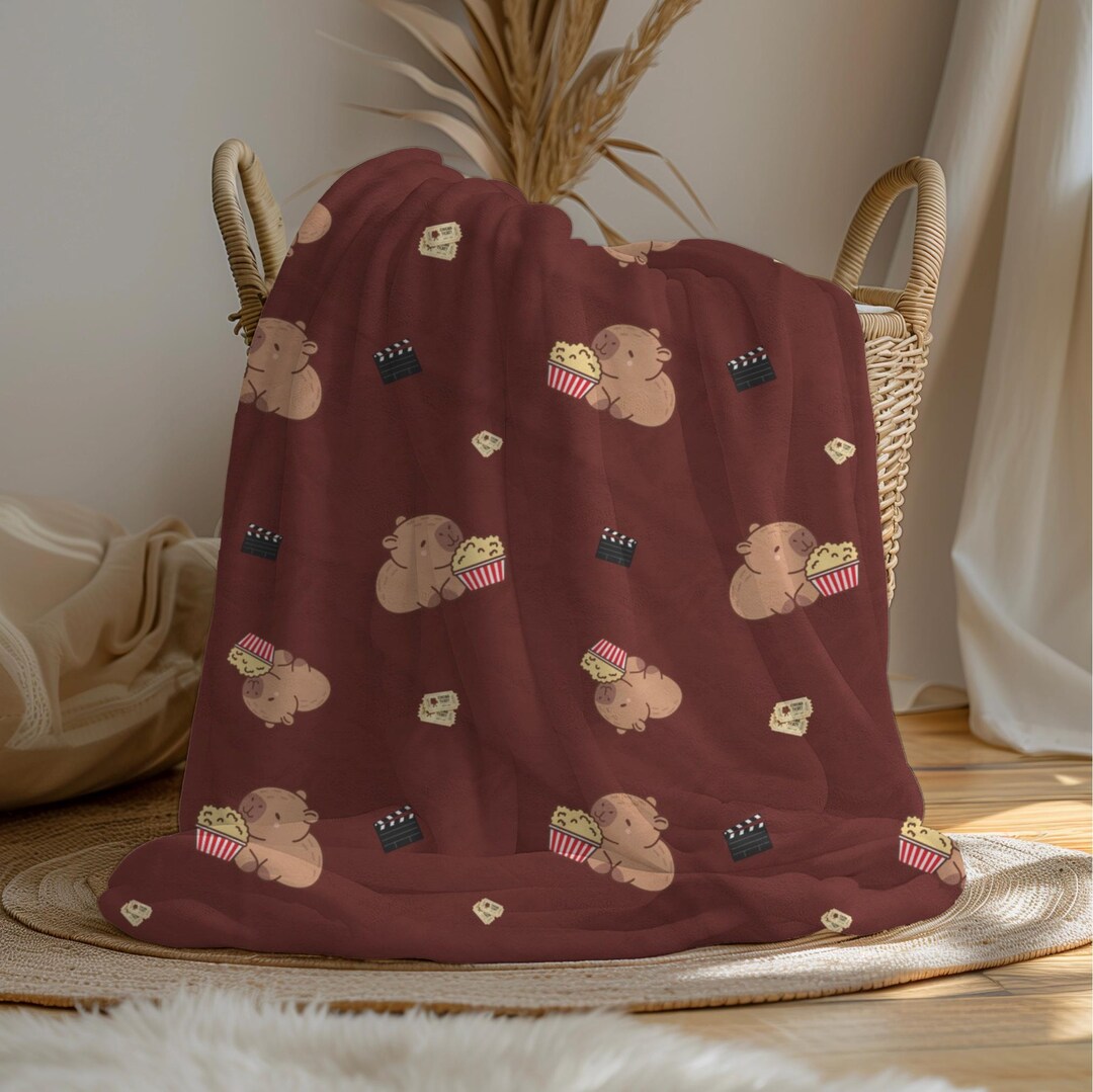 Capybara Movie Night Blanket, Capybara Velveteen Plush Blanket ...