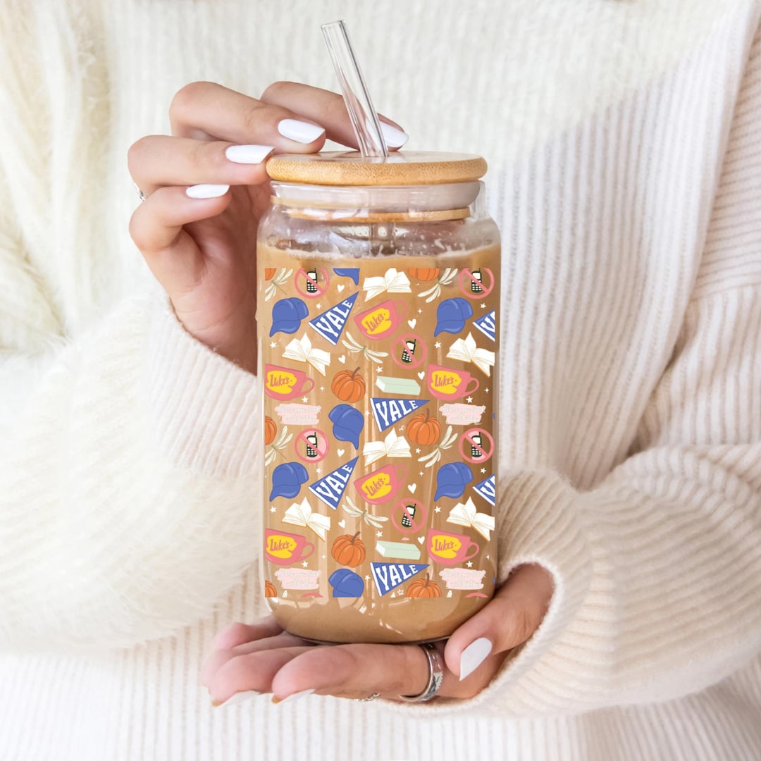 Gilmore Girl Icon Glass Iced Coffee Cup With Bamboo Lid & Straw - Etsy