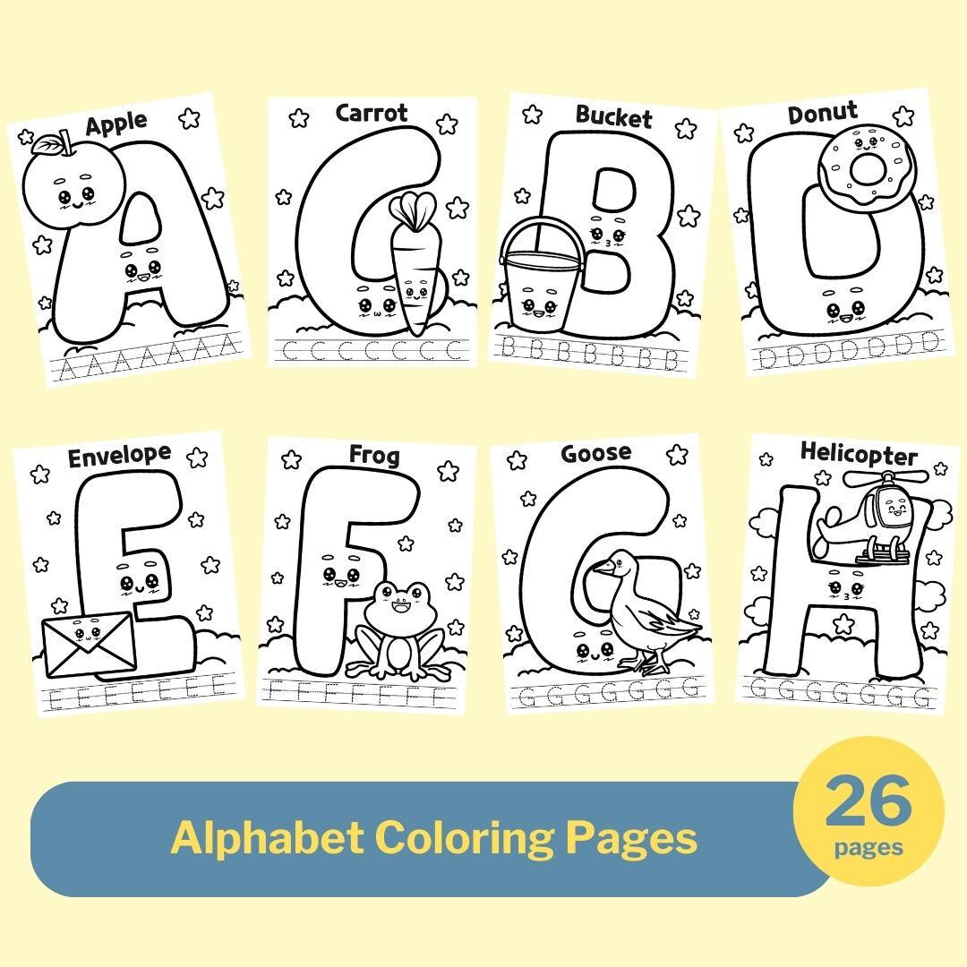 Alphabet Coloring Pages: 26 Fun Preschool Printables (PDF) - Etsy