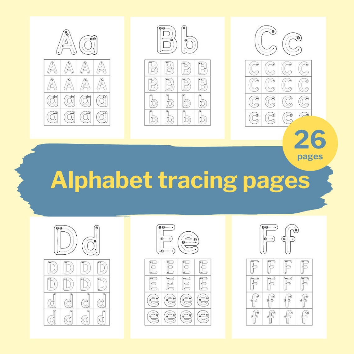 26 Alphabetical Tracing Pages, Alphabet Flashcard, Coloring Page ...