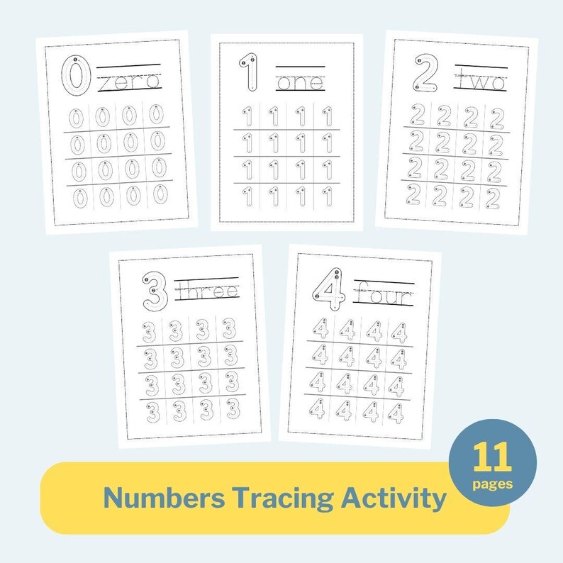 Numbers Tracing Flashcards: Preschool Educational Activity (PDF ...