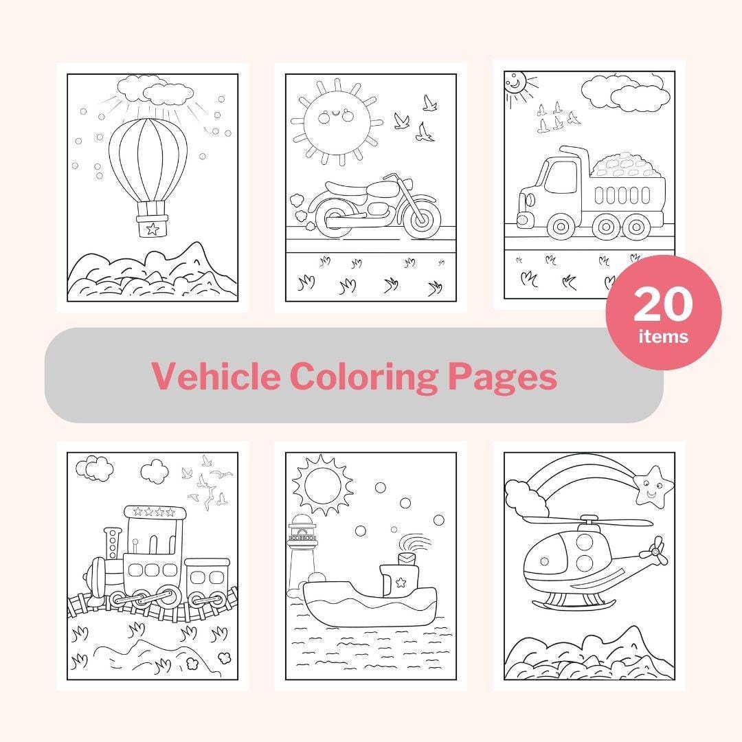 20 Printable Vehicle Coloring Sheets Transportation for Kids Coloring ...