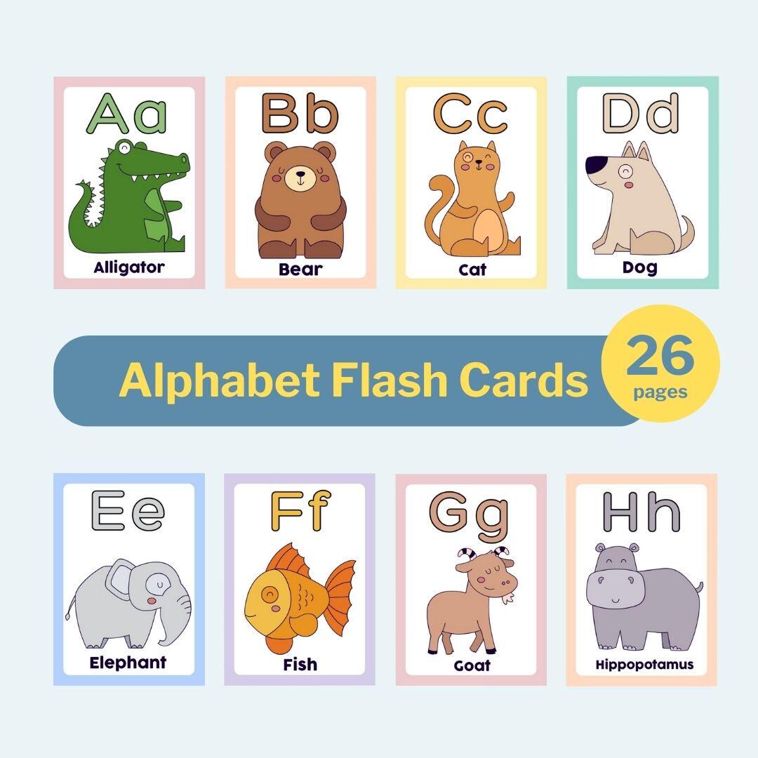 26 Animal Alphabet Flash Cards Digital Fun Educational Preschool ...