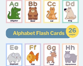 Animal Alphabet Flash Cards: Fun Preschool Printables (PDF) - Etsy