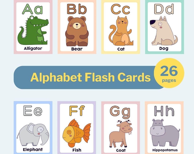 Animal Alphabet Flash Cards: Fun Preschool Printables (PDF) - Etsy