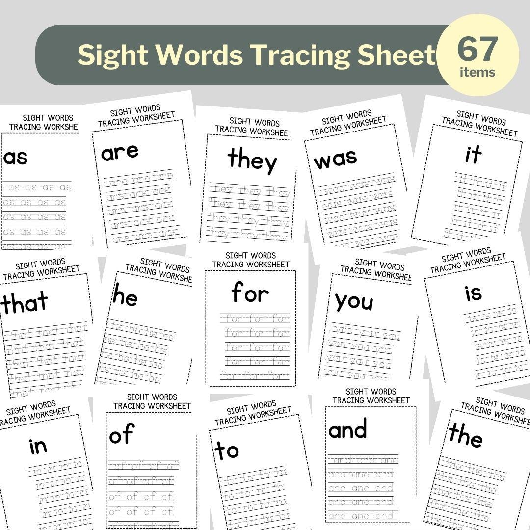 67 Printable Sight Words Tracing Worksheets Practice Pages for Kids ...